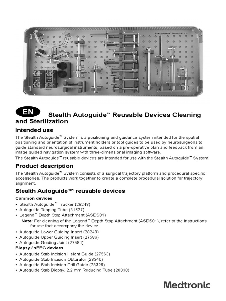 Stealth Autoguide Reusable Devices Cleaning and Sterilization (A) | PDF ...