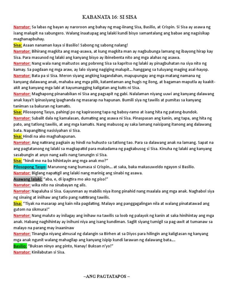 Kabanata 16 at 17 Script | PDF