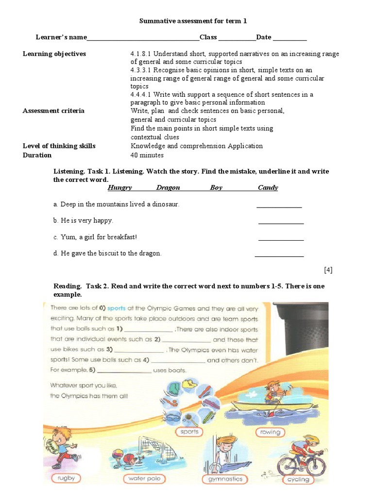Term 1 Summative Assessment Guide | PDF | Question | Linguistics