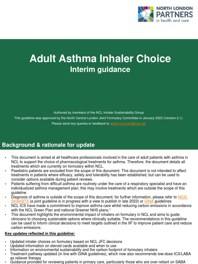 NCL Adult Asthma Inhaler Guidelines | PDF | Asthma | Drugs
