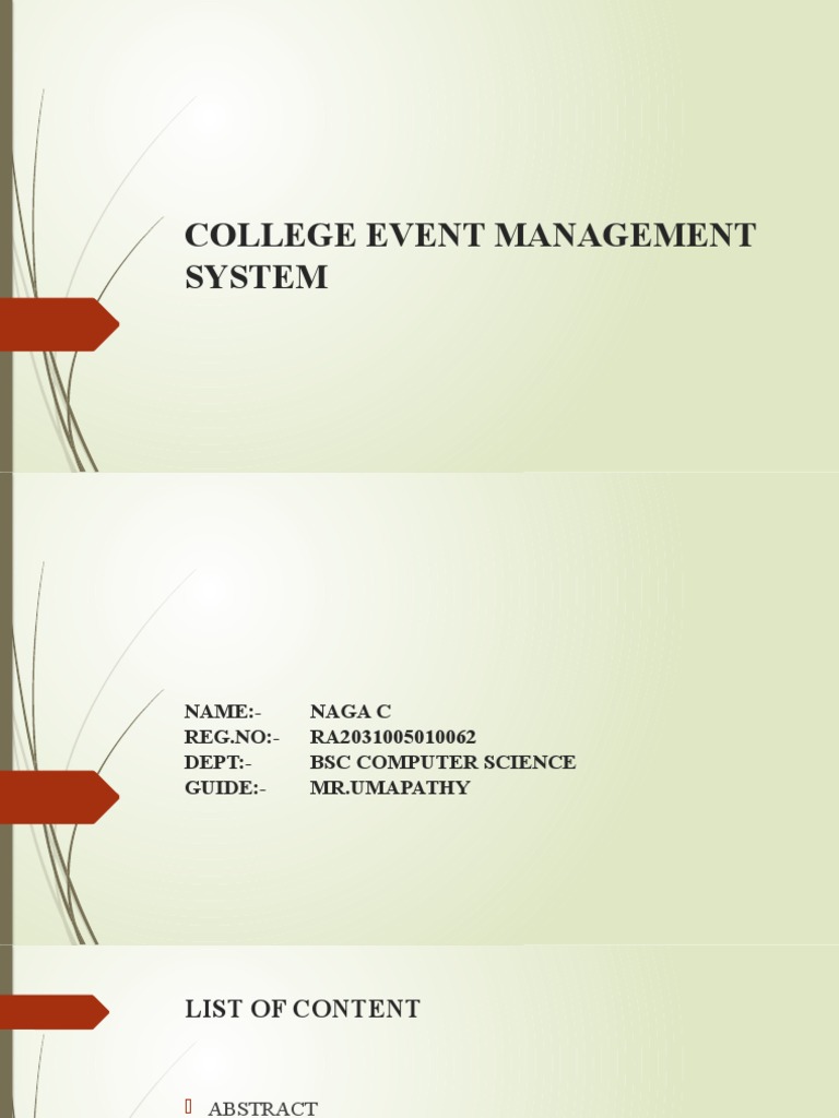 College Event Management System | Download Free PDF | Software | User (Computing)