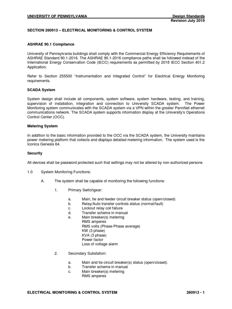 Electrical Monitoring and Control - Electrical Design Guide 0 ...
