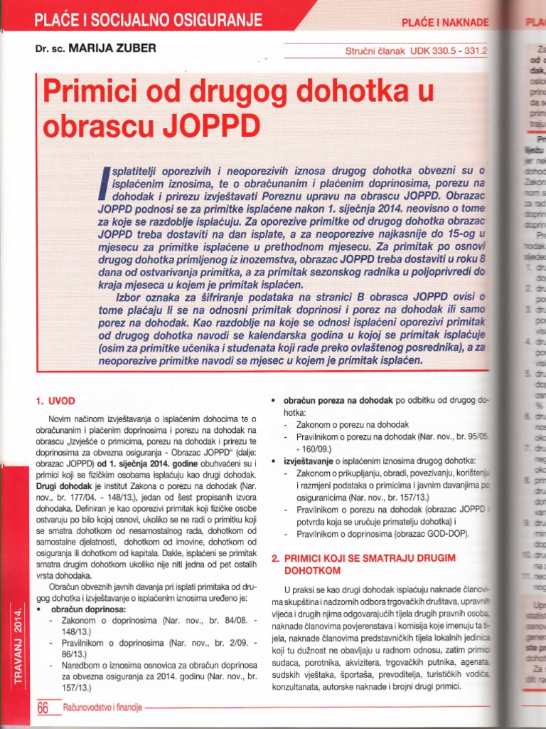 JOPPD - Drugi Dohodak | PDF