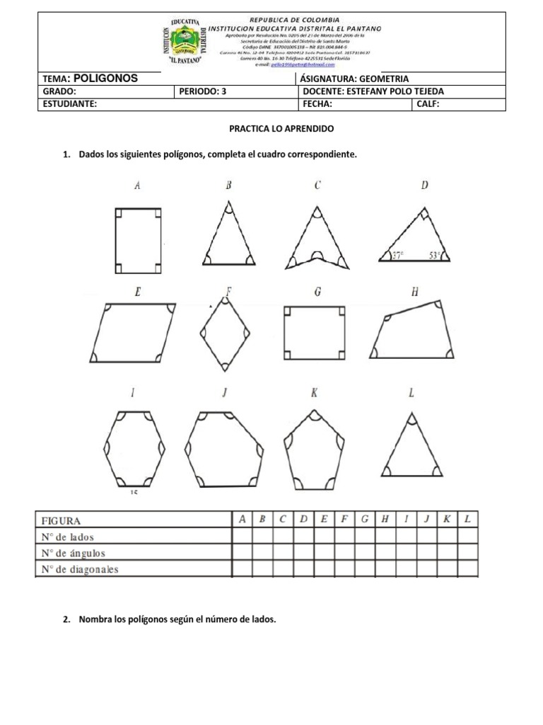 III Taller #1 Geometria - Poligonos | PDF
