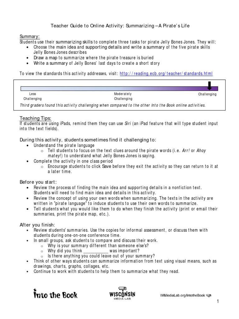 Pirate-Themed Summarizing Activity Guide | PDF | Learning | Human ...