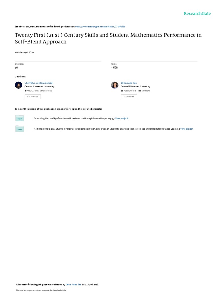 21st Century Skills Boost Math Performance | PDF | P Value | Learning