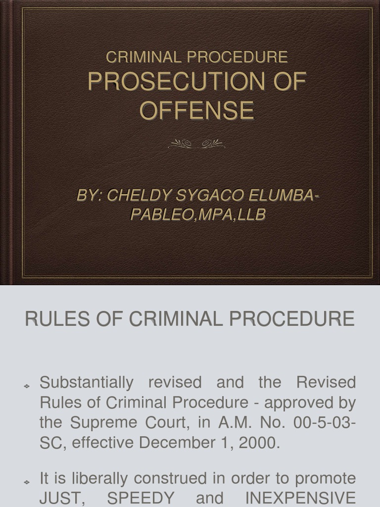 Criminal Procedure: Prosecution of Offense | PDF | Prosecutor ...