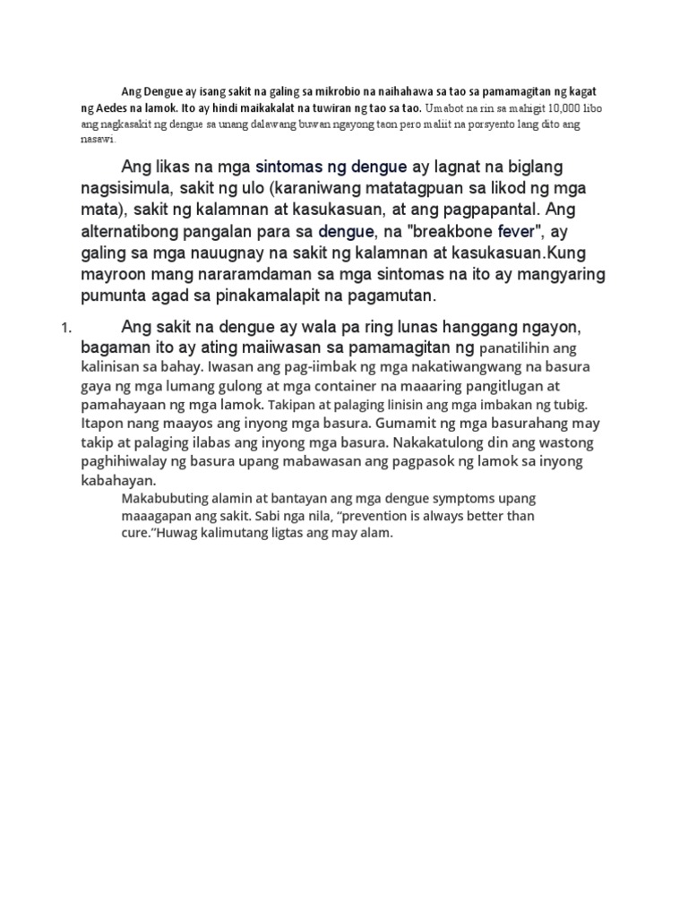 Dengue Essay | PDF