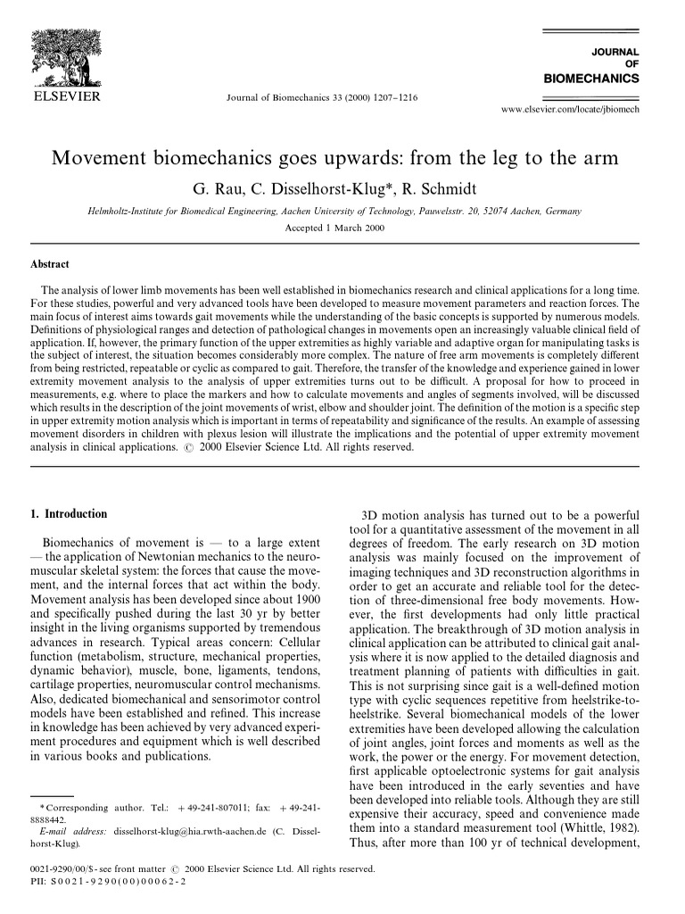 Movement Biomechanics Goes Upwards-From The Leg To The Arm | PDF ...