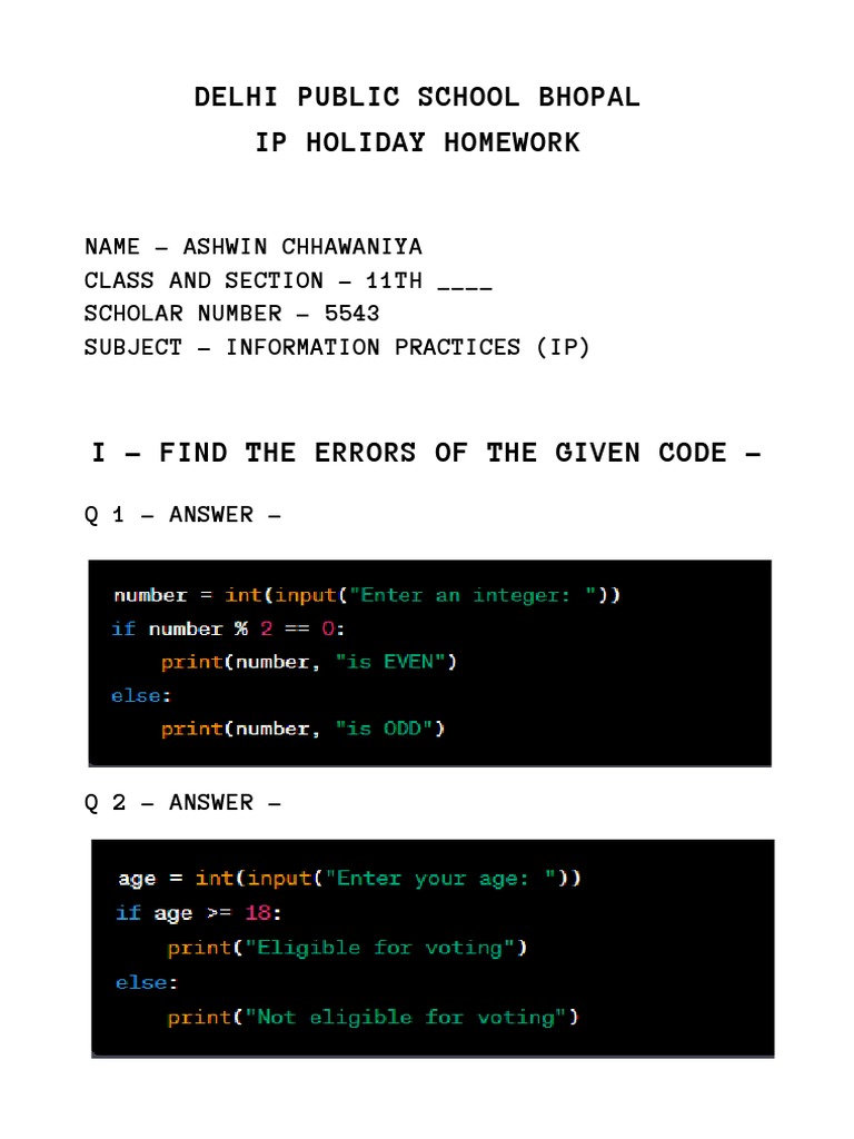 11th Grade IP Homework Guide | PDF