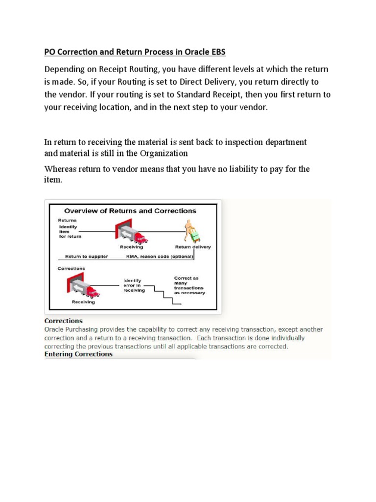 PO Correction and Return Process in Oracle EBS | PDF | Business Process ...