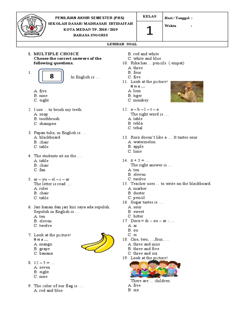 Naskah PAS Kelas 1 | PDF