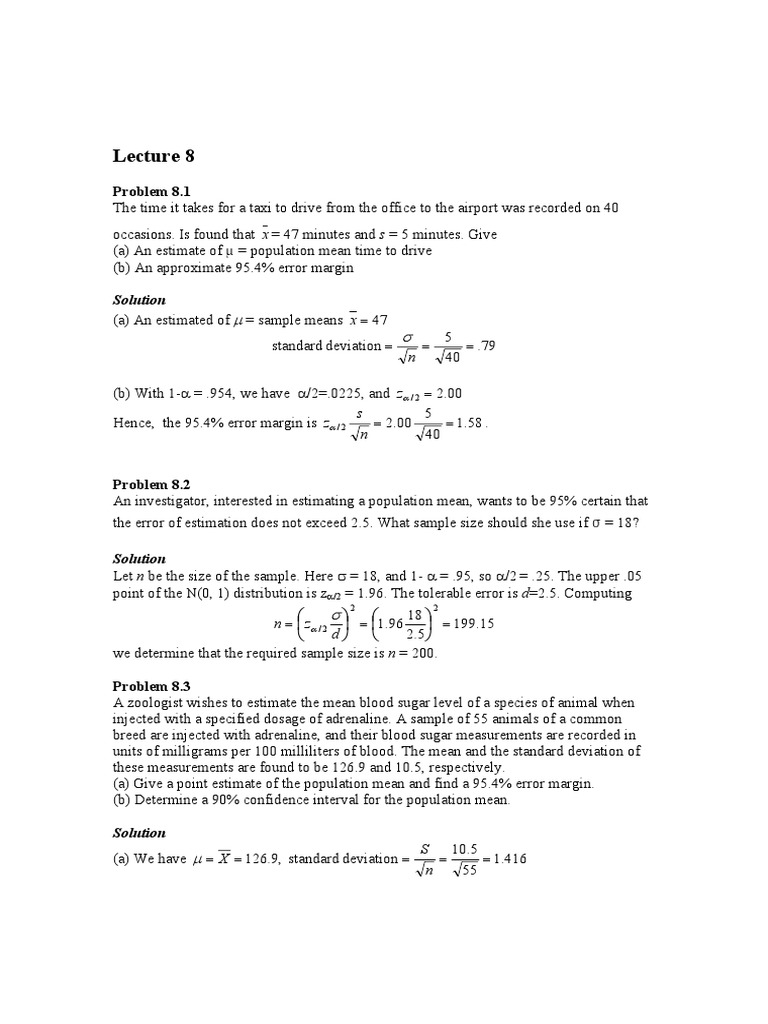 Chapter 8 Estimation | PDF | Sample Size Determination | Statistical Theory