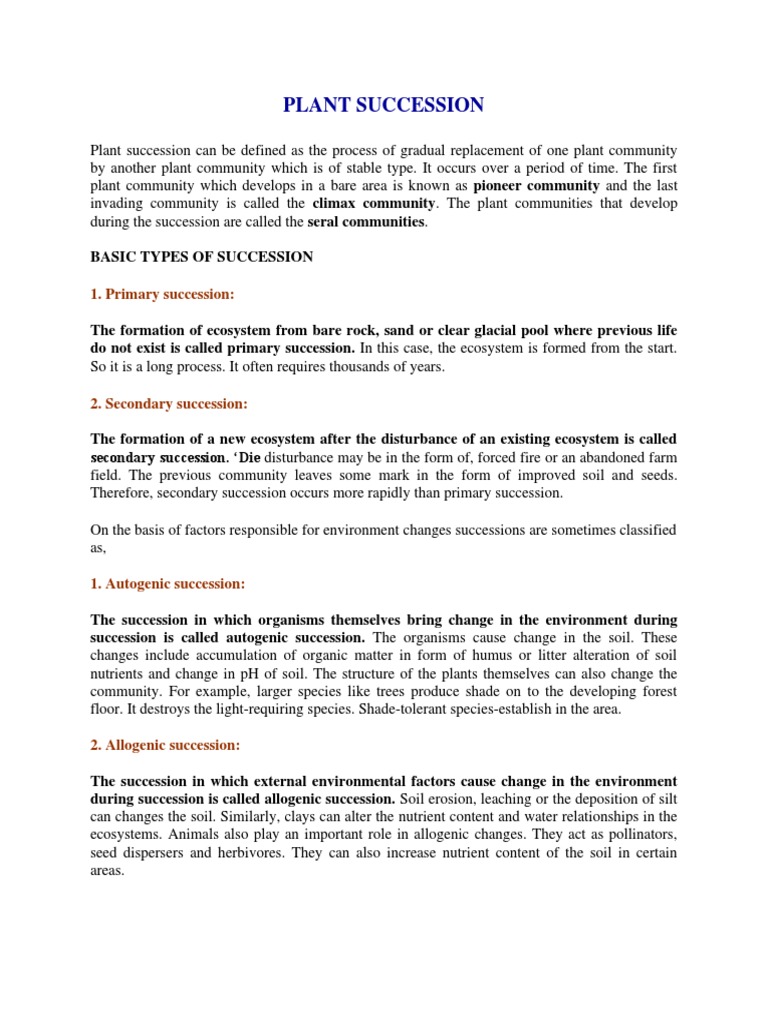 Understanding Plant Succession Types | PDF | Soil | Environmental Science