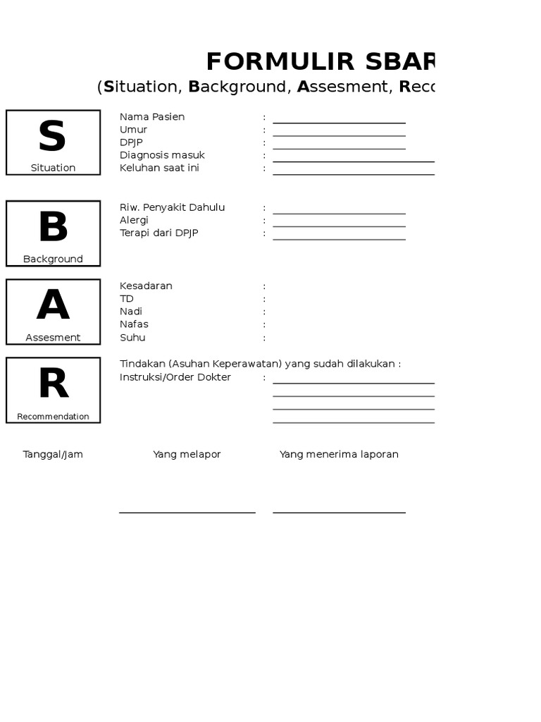 Formulir SBAR untuk Pelaporan Medis | PDF