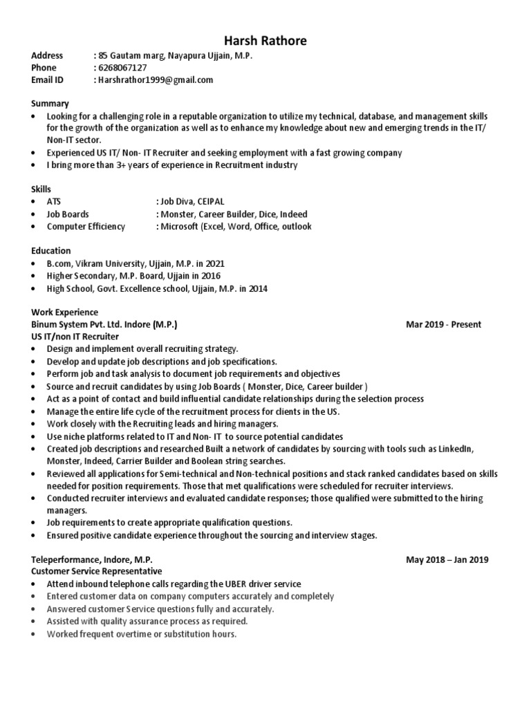 Harsh Rathore Updated Resume | PDF | Recruitment | Résumé