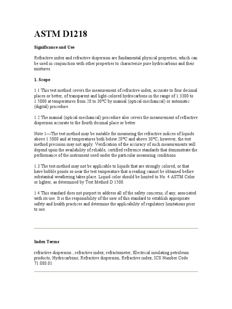 Astm D 1218 | PDF