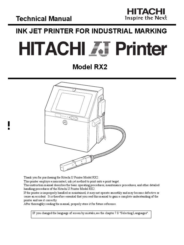 Hitachi IJ RX2 Technical Manual | PDF | Electromagnetic Interference | Printer (Computing)