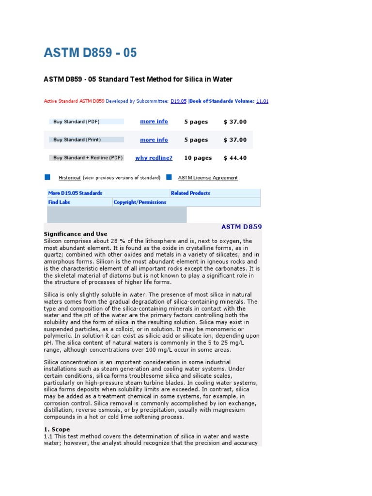 ASTM D859 Silica | PDF | Silicon Dioxide | Water