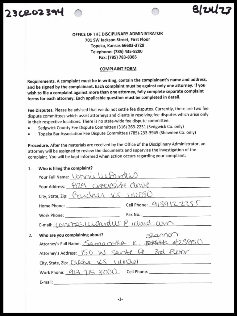 08.26.2023 - Complaint Against Johnson County Kansas ADA Samantha K ...