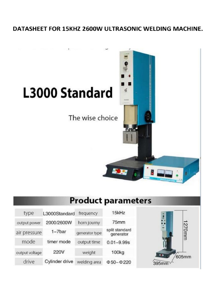 SJP Make 15kHz 2600W Ultrasonic Welding Machine Datasheet | PDF