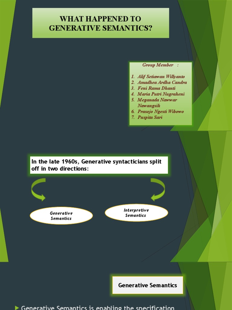 What Happened To Generative Semantics - Group 2 | PDF | Theory | Noam ...