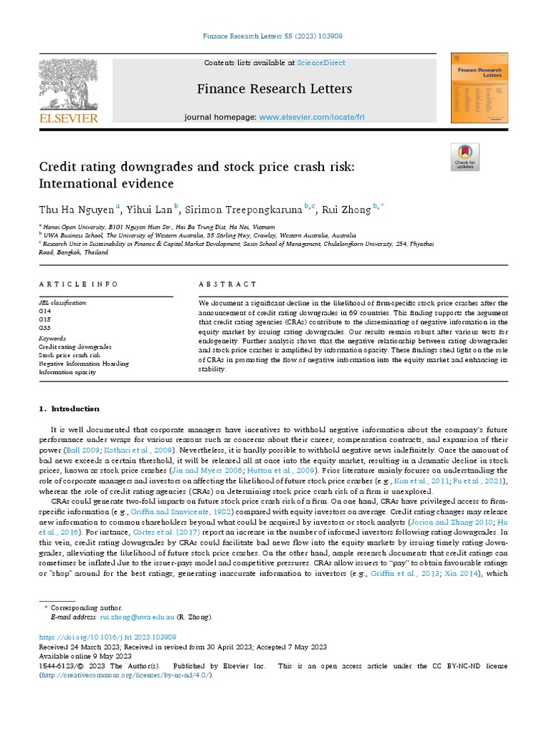 Credit Ratings and Stock Crash Risk | PDF | Stocks | Stock Market