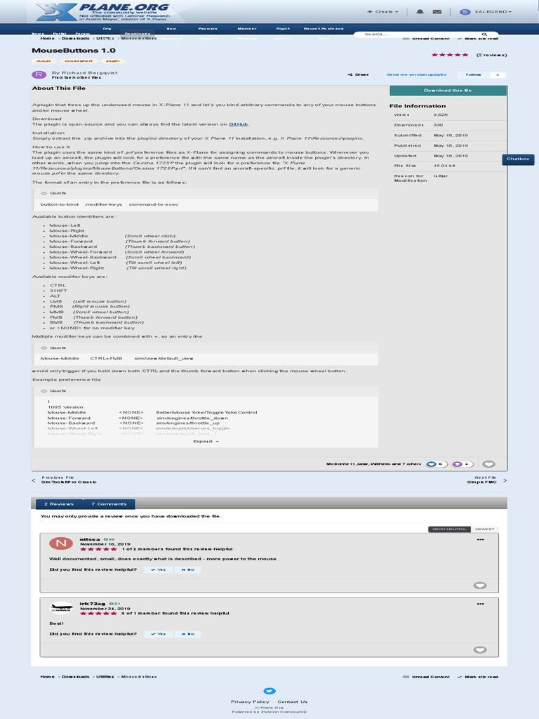 MouseButtons - Utilities - X-Plane - Org Forum | PDF | Computer File | Software Engineering