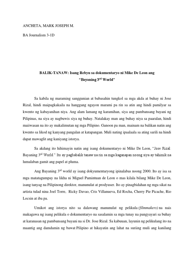 Reaction Paper #1 | PDF