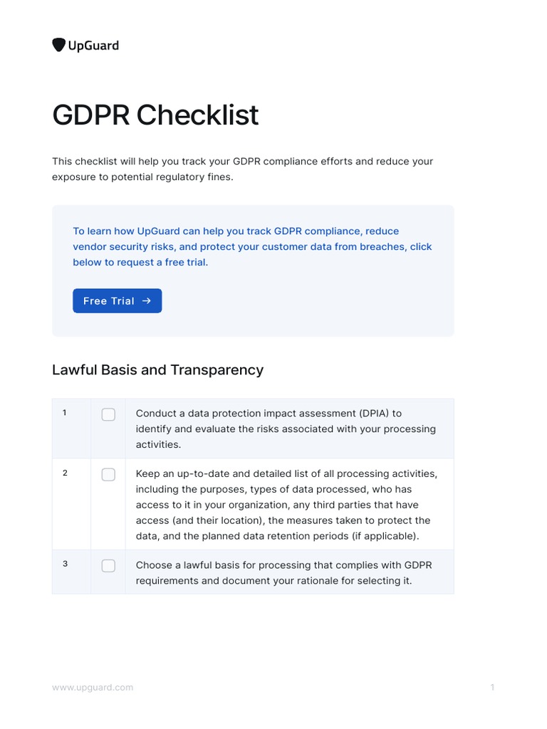 Checklist - GDPR Compliance | PDF | Regulatory Compliance | Computer ...