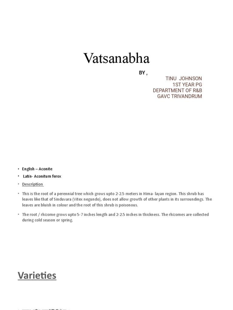 Vatsanabha 1.1 | PDF | Botany | Plants
