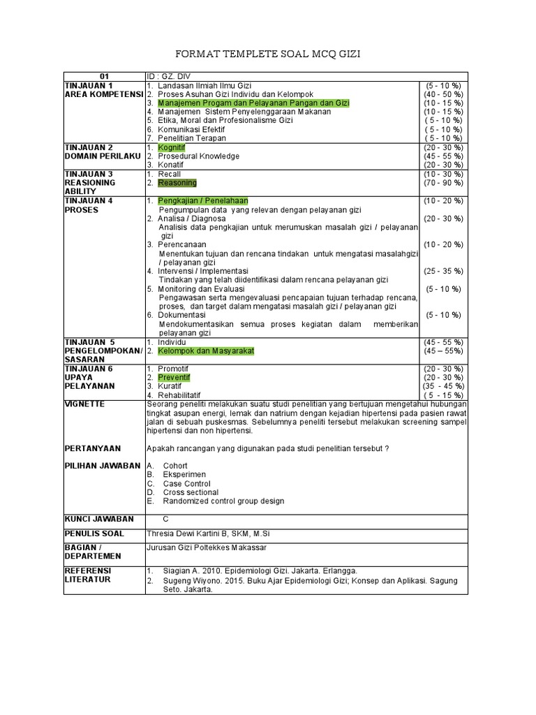 Soal Ukom d4 - Gizi - Thresia Dewi | PDF