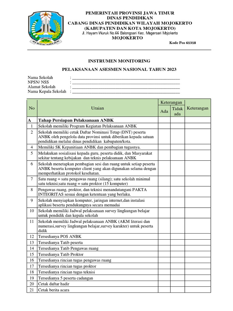 Instrumen ANBK 2023 untuk Sekolah | PDF