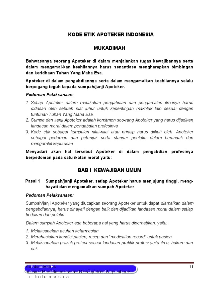 Kode Etik Apoteker Indonesia 2022 | PDF | Pengembangan Diri | Gaya Hidup