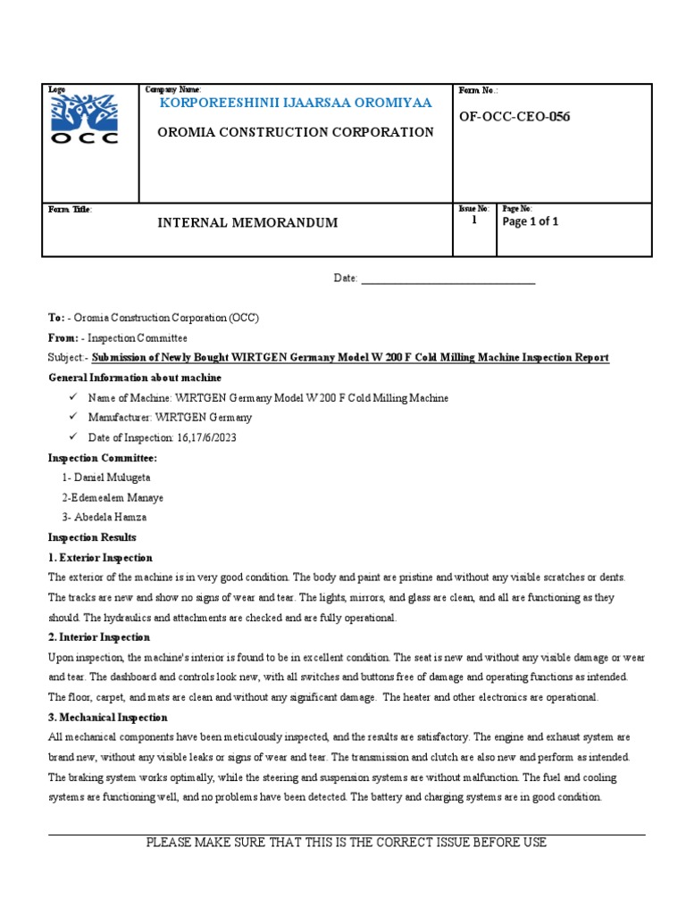 Inspection Format For Purchsed Slip Form | PDF | Wheeled Vehicles ...