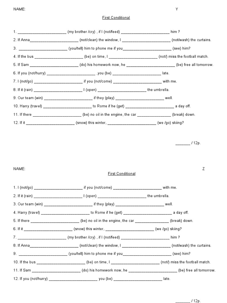 1st Conditional Test Pdf 5455