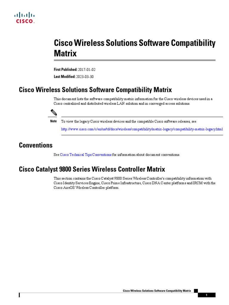 Cisco Compatibility-Matrix | PDF | Wireless Lan | Computer Science