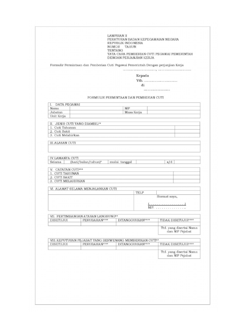 Form Cuti PPPK | PDF