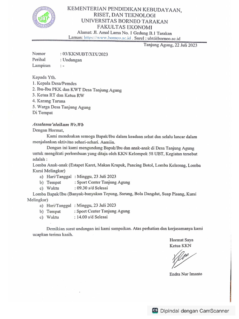 Surat Undangan Lomba KKN | PDF