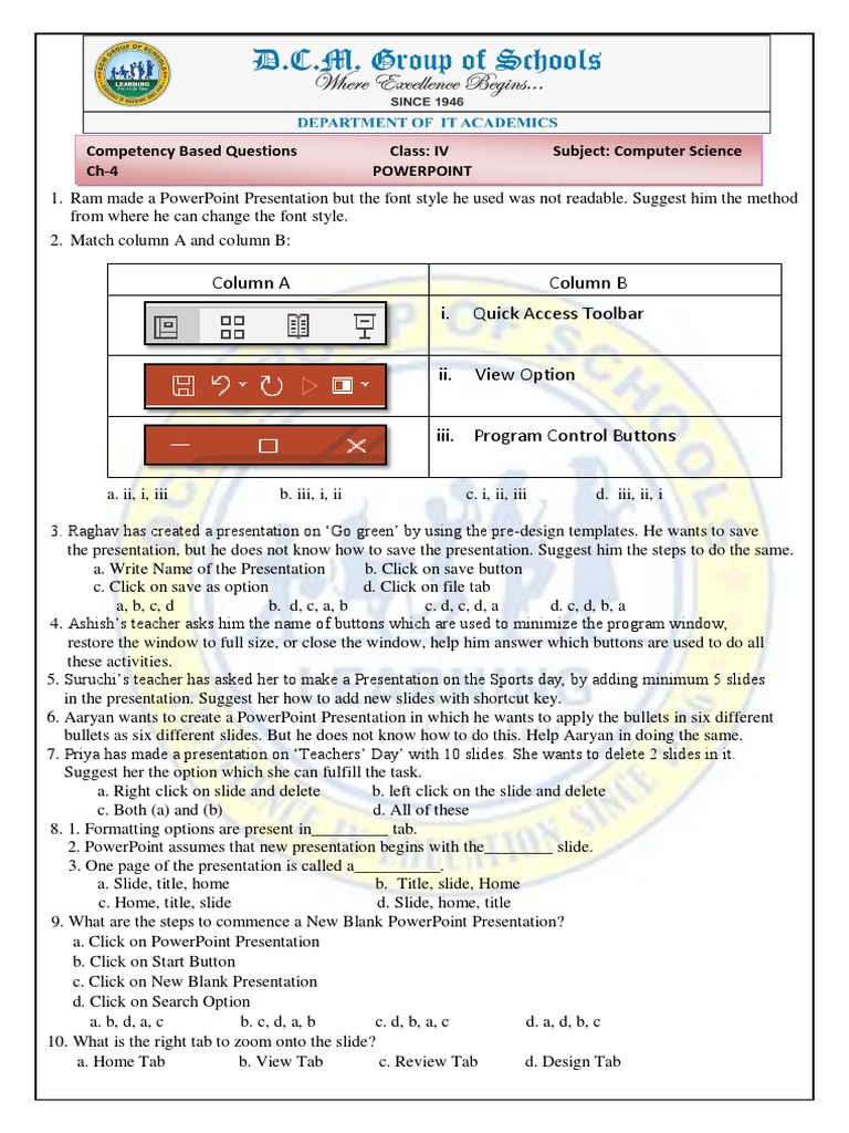 Iv - Computer - Chapter-4 Competency Question Answers-1 | PDF ...