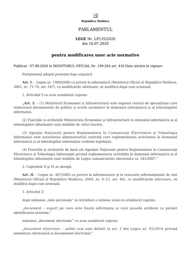 Pentru Modificarea Unor Acte Normative: Parlamentul | PDF