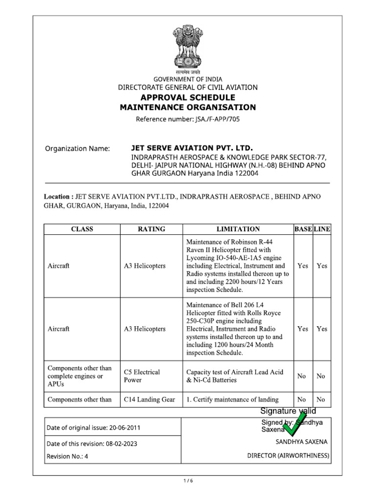 Approval Certificate Scope | PDF | Landing Gear | Aerospace
