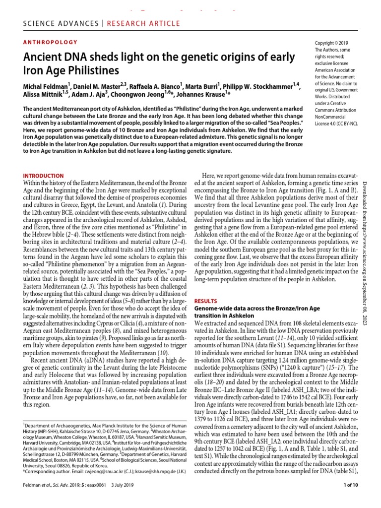 Ancient DNA Sheds Light On The Genetic Origins of Early Iron Age ... Ancient DNA Sheds Light On The Genetic Origins of Early Iron Age ...