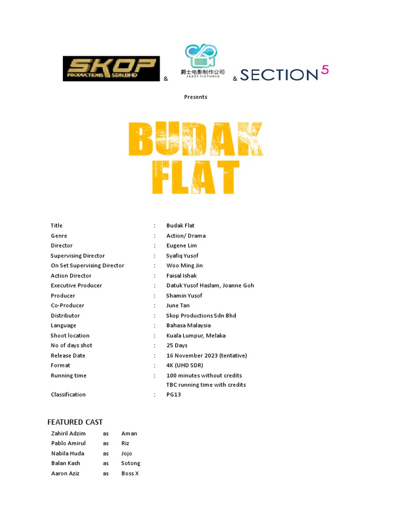 Budak Flat - Production Note - 230821 | PDF