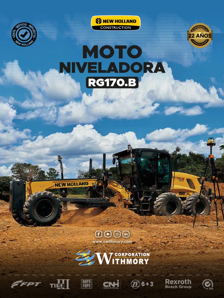 Motoniveladora RG170.B Ficha Tecnica | PDF | Eje | Inyección de combustible