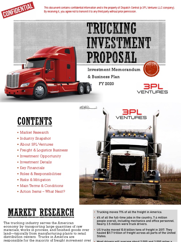 3PL-DCI - Trucking Investment Proposal | PDF | Return On Investment | Cargo