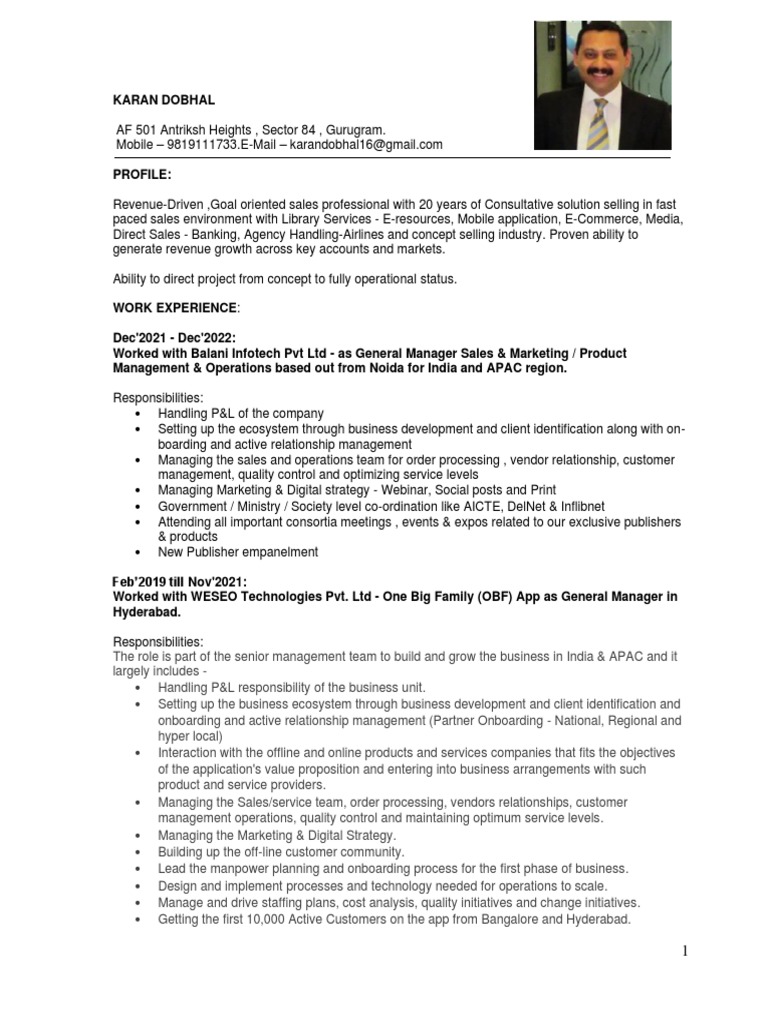 Karan Dobhal - Resume' | PDF | Sales | Marketing