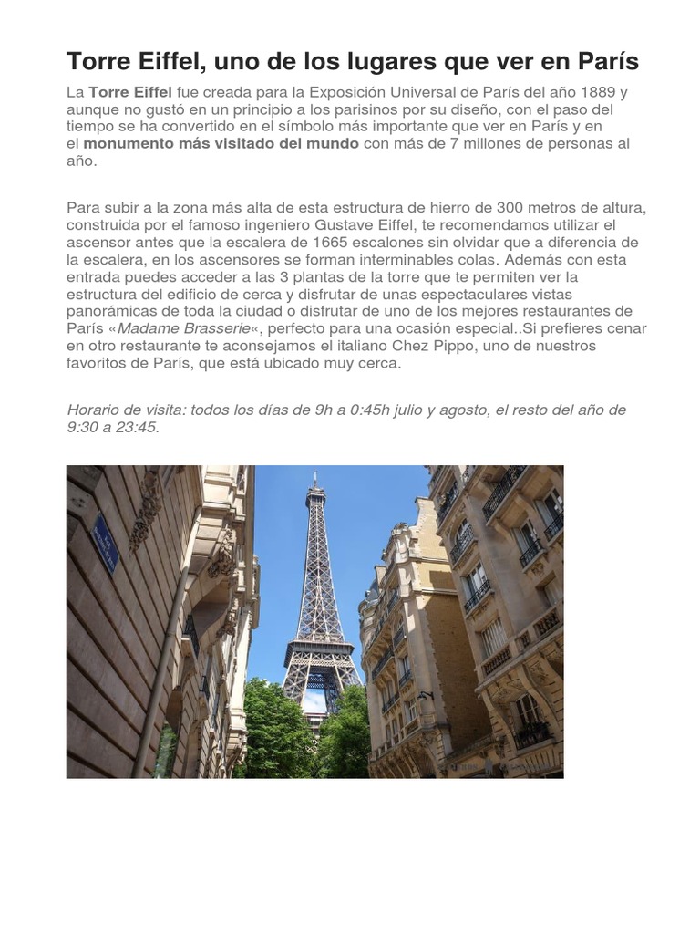 PARIS Torre Eiffel | PDF