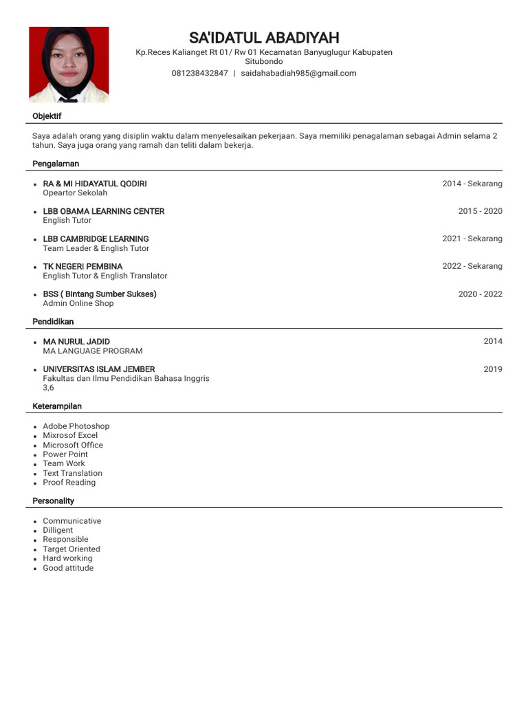 CV Admin Online | PDF