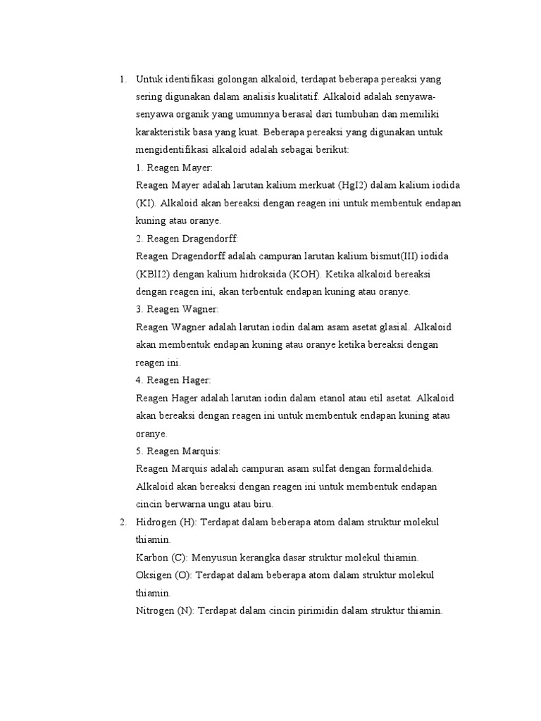 Identifikasi Golongan Alkaloid dan Reagen | PDF